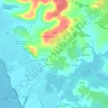 Mappa topografica Larit, altitudine, rilievo