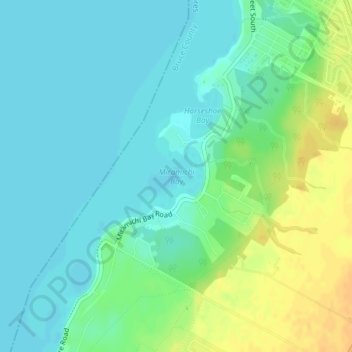 Mappa topografica Miramichi Bay, altitudine, rilievo