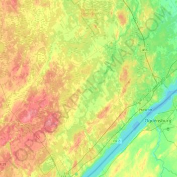 Mappa topografica Augusta, altitudine, rilievo