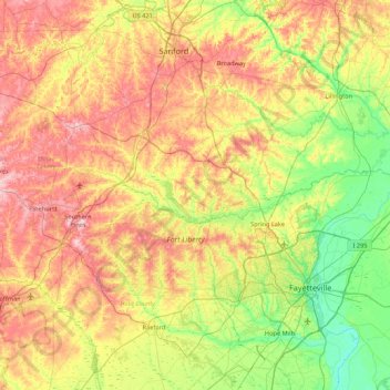Mappa topografica Little River, altitudine, rilievo