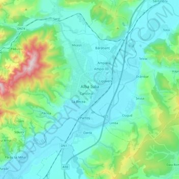 Mappa topografica Alba Iulia, altitudine, rilievo